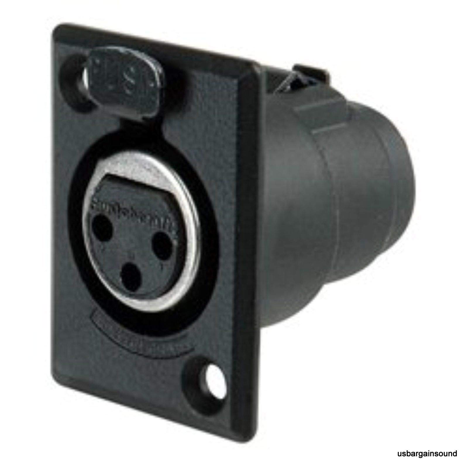 Switchcraft D3FB 3-Pin Female XLR Panel Mount Plug, Black Finish