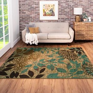 mohawk home bella garden floral indoor/ outdoor patio printed area rug, 5'x8', multicolor