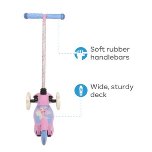 Peppa Pig Self Balancing Kick Scooter with Light Up Wheels, Extra Wide Deck, 3 Wheel Platform, Foot Activated Brake, 75 lbs Limit, Kids & Toddlers Girls or Boys, for Ages 3 and Up