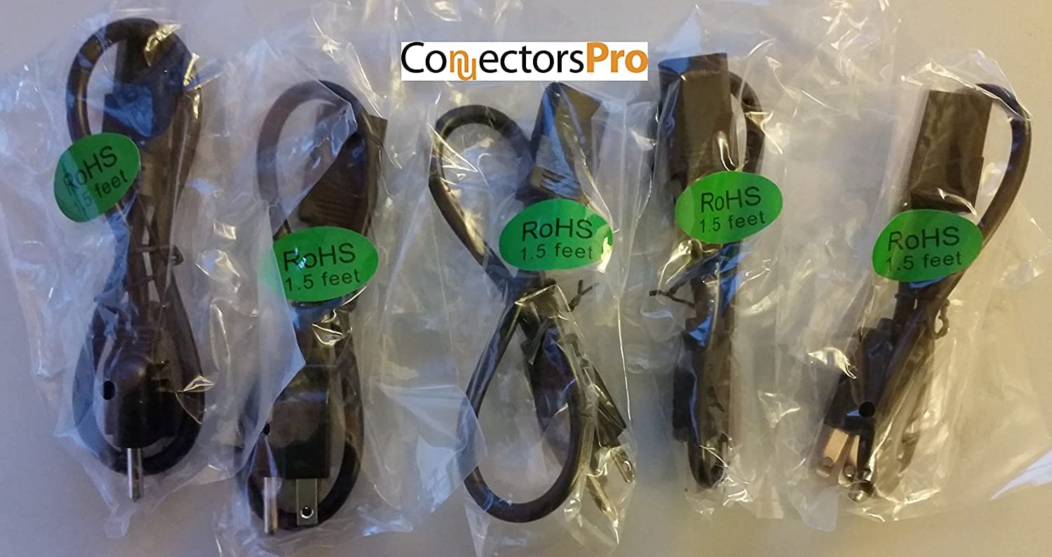 Pc Accessories - Connectors Pro 5-Pack 18" Universal Power Cord 1.5 ft, IEC320 C13 to NEMA 5-15P 18 Inches Cable, CSA UL RoHS