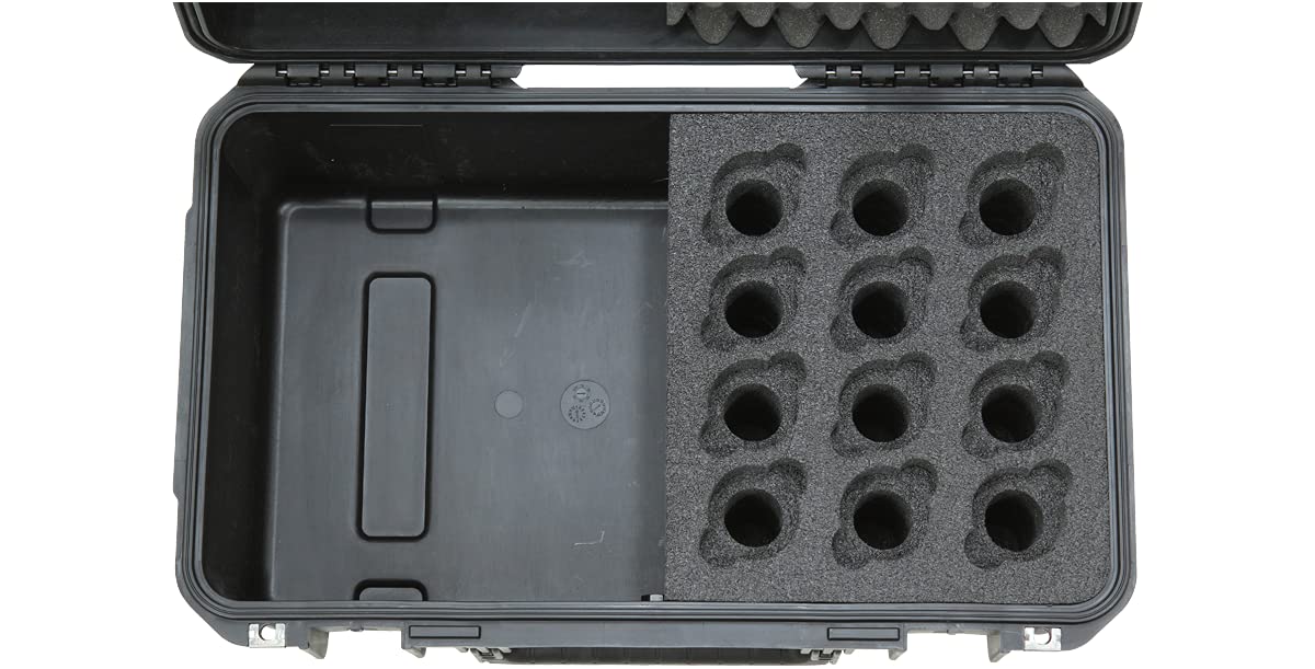 SKB Music iSeries Waterproof 12-Mic Case with Storage Compartment with PE Foam Interior