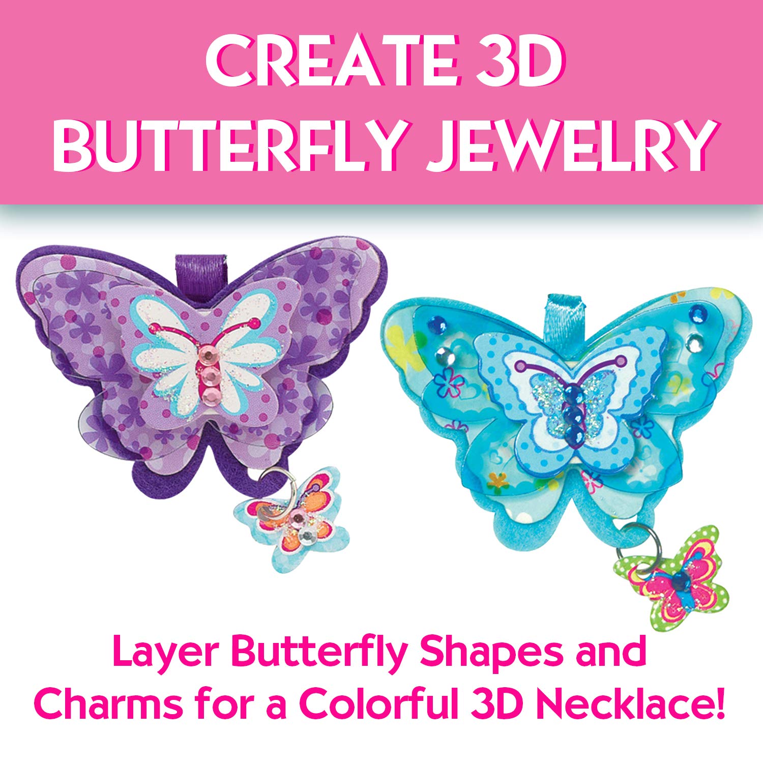 Creativity for Kids Butterfly Necklaces - Children's Jewelry Making Craft Kit - Makes 6 Necklaces