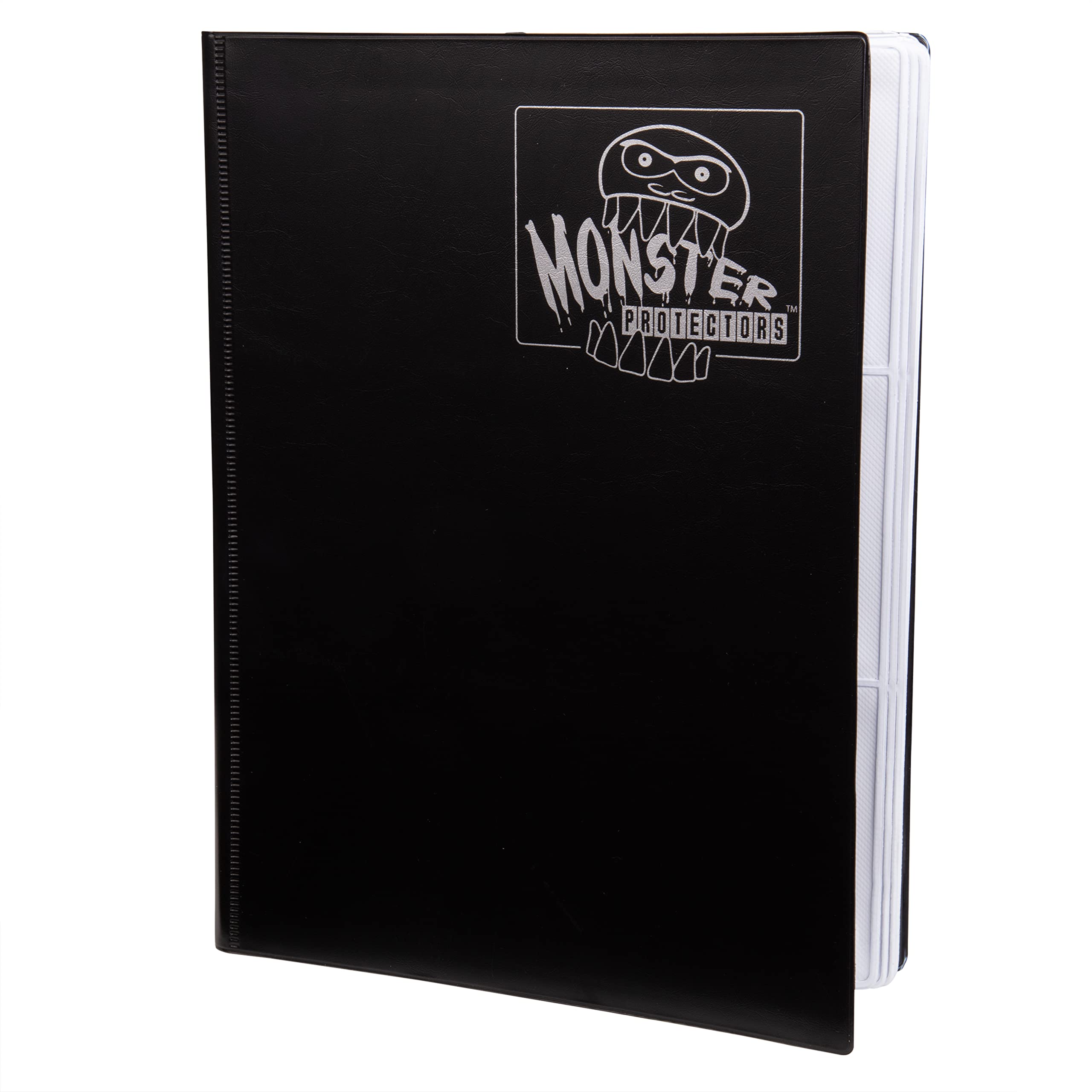 Monster Binder - 9 Pocket Trading Card Album - Matte Black w White Pages - Holds 360 Yugioh, Magic, and Pokemon Cards