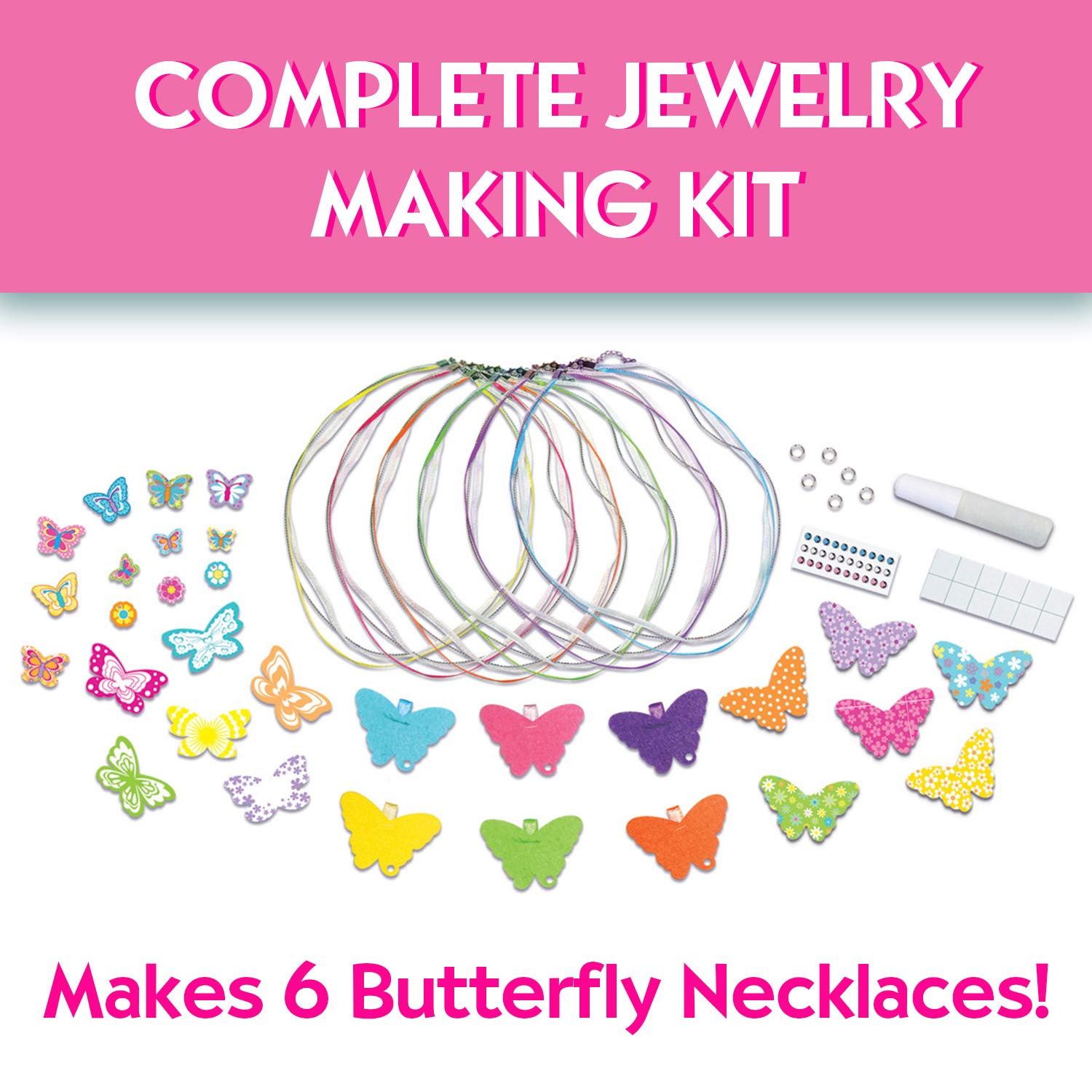 Creativity for Kids Butterfly Necklaces - Children's Jewelry Making Craft Kit - Makes 6 Necklaces