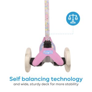 Peppa Pig Self Balancing Kick Scooter with Light Up Wheels, Extra Wide Deck, 3 Wheel Platform, Foot Activated Brake, 75 lbs Limit, Kids & Toddlers Girls or Boys, for Ages 3 and Up