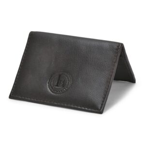 lb leatherboss genuine leather small bifold plain credit card holder wallet for men women, brown