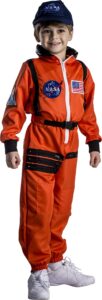 dress up america astronaut costume for kids – nasa orange spacesuit for boys & girls