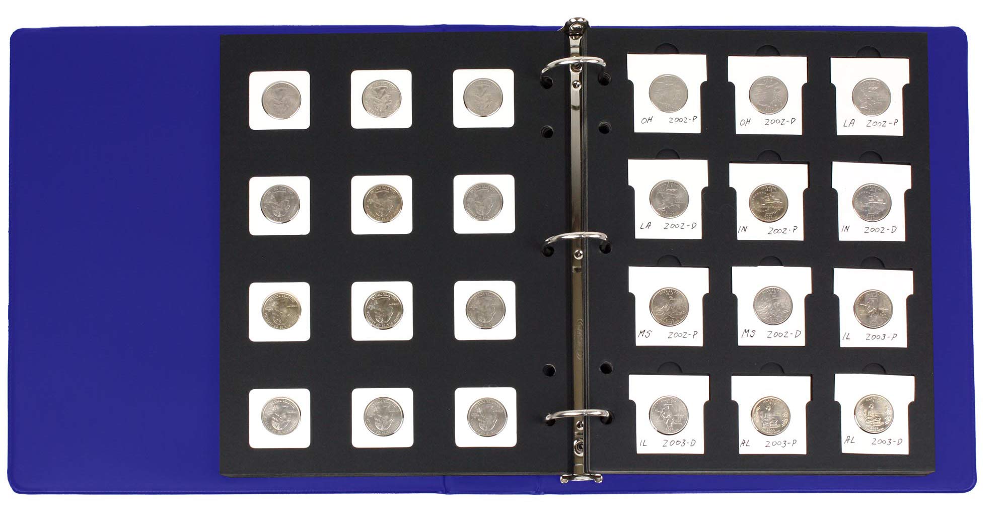 BCW 2x2 Slotted Paper Page for 3-Ring Binder | Black | Holds 12 Coin Flips | Fits Standard 8.5x11 Binders | Ideal for Coin Collection Storage | Paper and Coin Holders | 10 Ct