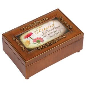 cottage garden friend woodgrain embossed petite rose music box plays what friends are for