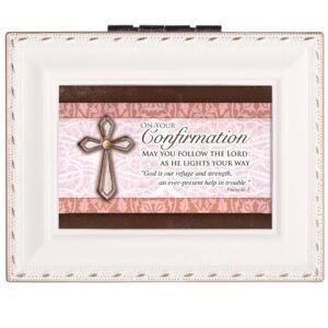 Cottage Garden Confirmation Follow Ivory Rope Trim 4.5 x 3.5 Tiny Square Jewelry Keepsake Box