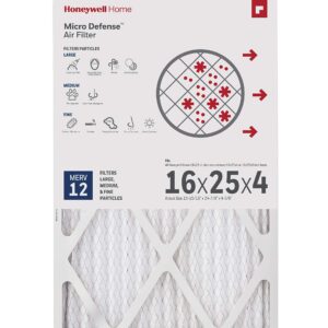 Honeywell Home MicroDefense AC Furnace Air Filter 16 x 25 x 4 MERV 12 (1 pk)