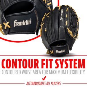 Franklin Sports Throw Baseball Gloves - Pro Flex Men's Adult Outfield Right Hand Mitt - Black - 13"