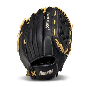 franklin sports throw baseball gloves - pro flex men's adult outfield right hand mitt - black - 13"