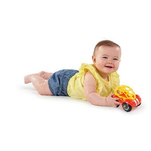 Oball Easy Grasp Rattle & Roll BPA-Free Push Car Infant Crawling Toy and Teether, 1 Pack, Age 3 Months and up, Color May Vary