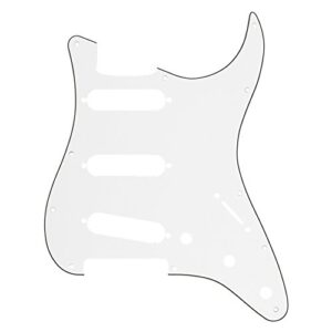 musiclily 3ply sss 11 holes strat electric guitar pickguard scratch plate for fender usa/mexican made american standard stratocaster modern style guitar parts,white