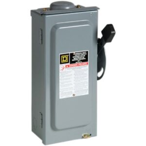 square d - d322nrb general duty safety switch, gray, small, fusible, 60-amp, 240v, 3-pole, 15 hp, outdoor, w/neutral