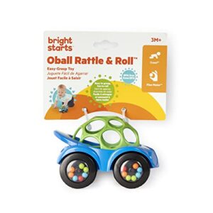 Oball Easy Grasp Rattle & Roll BPA-Free Push Car Infant Crawling Toy and Teether, 1 Pack, Age 3 Months and up, Color May Vary