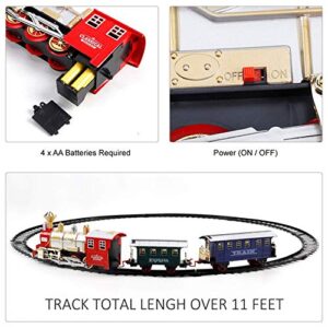 Classic Train Set with Smoke - Train Toys for Kids with Lights & Sounds, Locomotive Engine, Railway Kit Cargo Cars & 11 Feet of Tracks