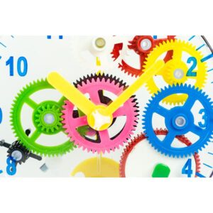 Happy Puzzle Company The Amazing Clock Kit - Construct your own colorful real working clock. Educational toy that teaches how clocks work, and doubles as an actual wind-up clock.