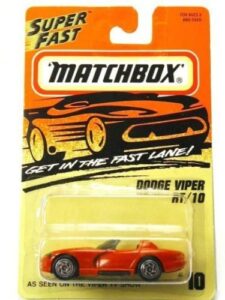 dodge viper rt/10 (red) 1995-96 matchbox #10 super fast series 1:64 scale (2.5 inches) vehicle (original, vintage)