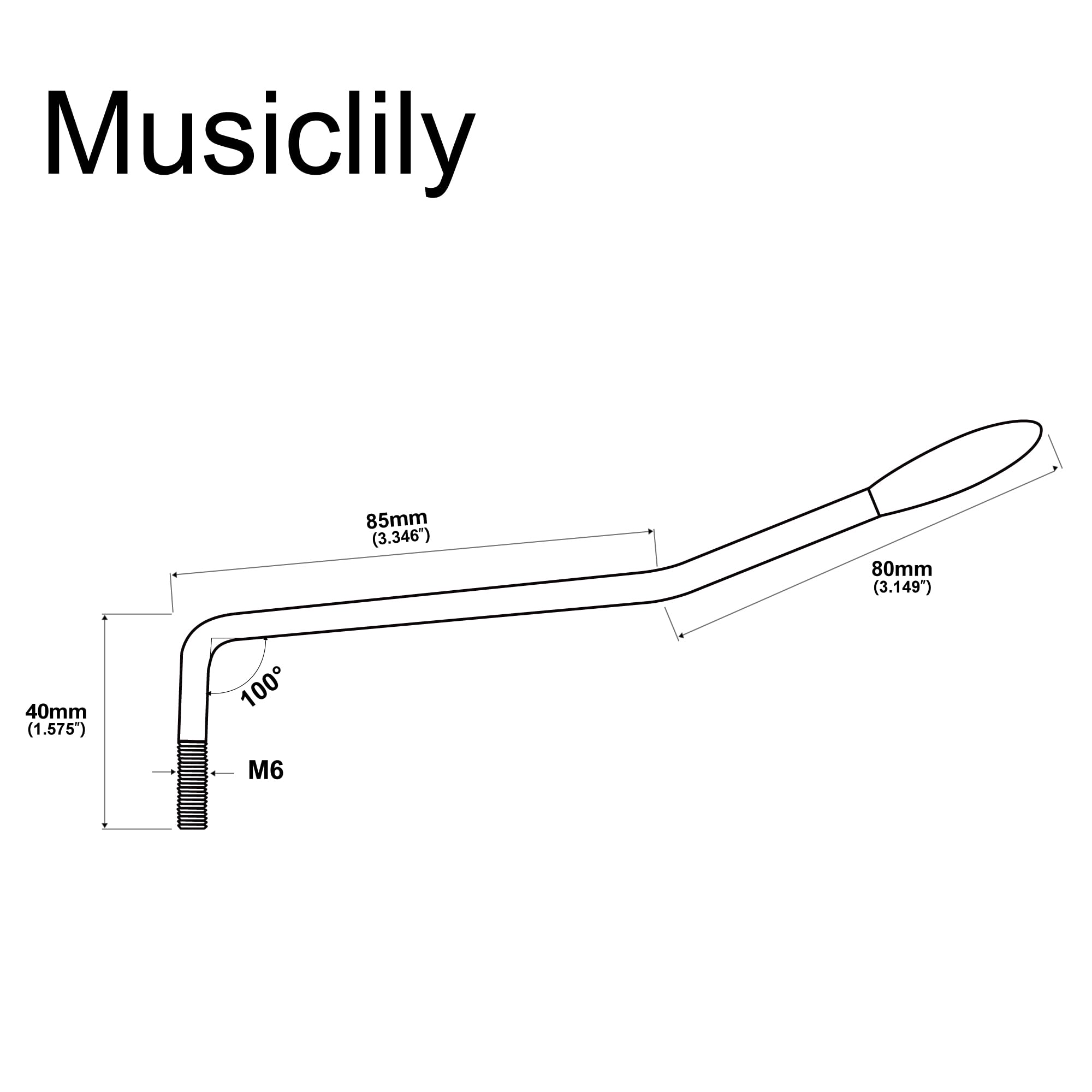 Musiclily 6mm Thread Tremolo Arm Whammy Bar for Strat Style Electric Guitar, Chrome with Black Tip