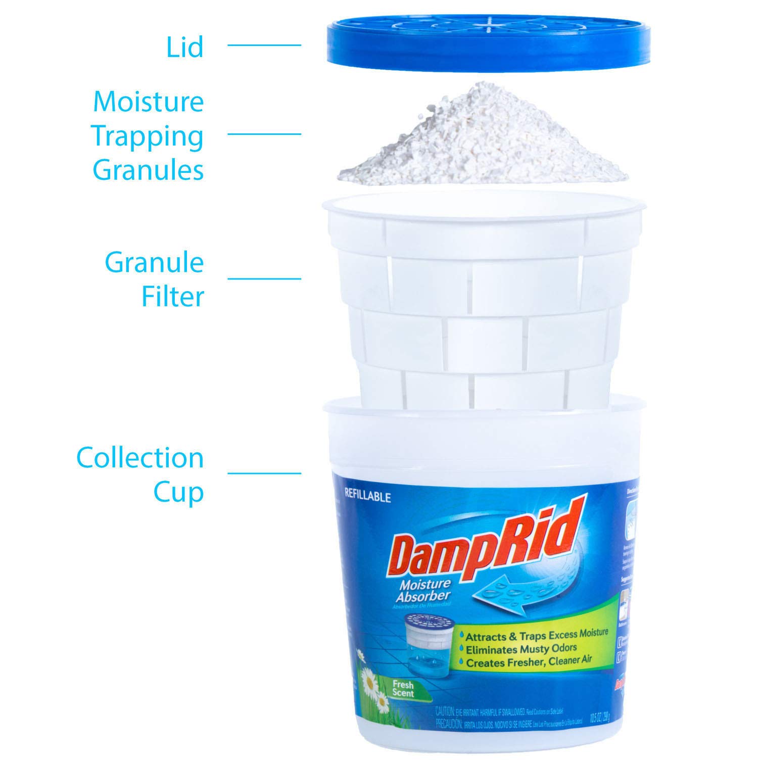 DampRid Fresh Scent Refillable Moisture Absorber - 10.5oz cup – Traps Moisture for Fresher, Cleaner Air