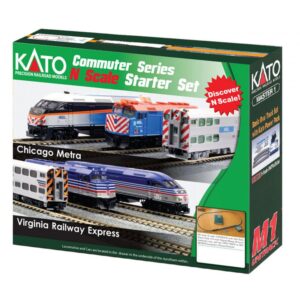 kato usa model train products n mp36ph and gallery bi-level commuter series chicago metra unitrack starter set