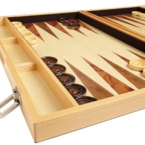 18” Wood Backgammon Set - Olive Wood - Attache Case