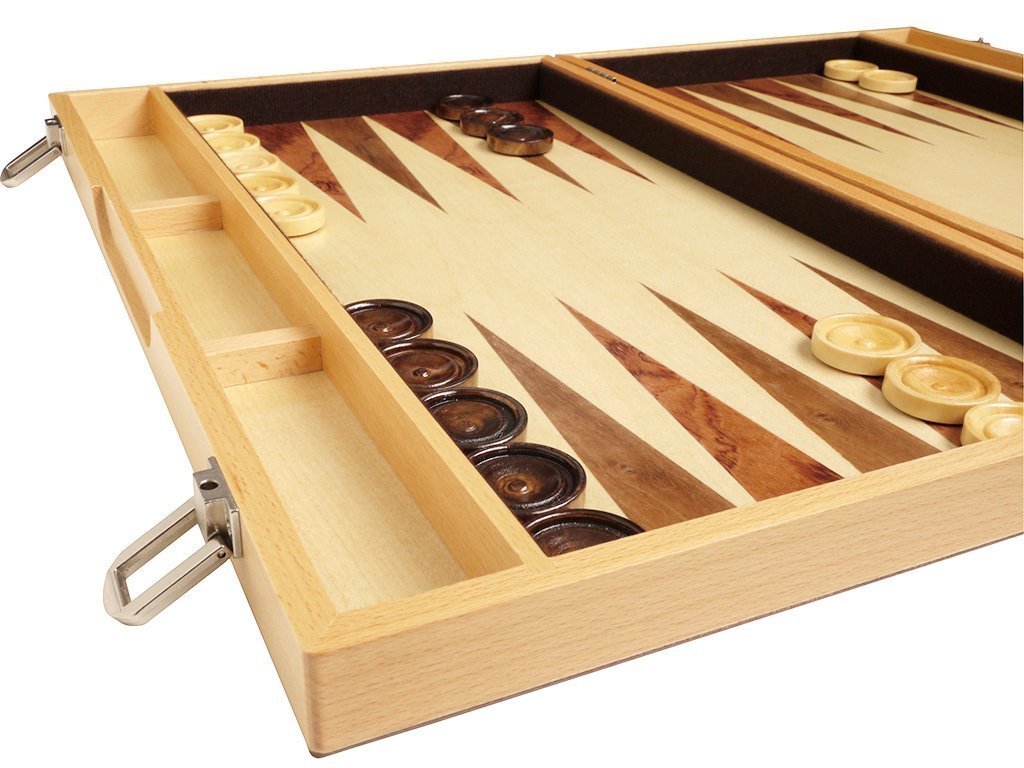 18” Wood Backgammon Set - Olive Wood - Attache Case