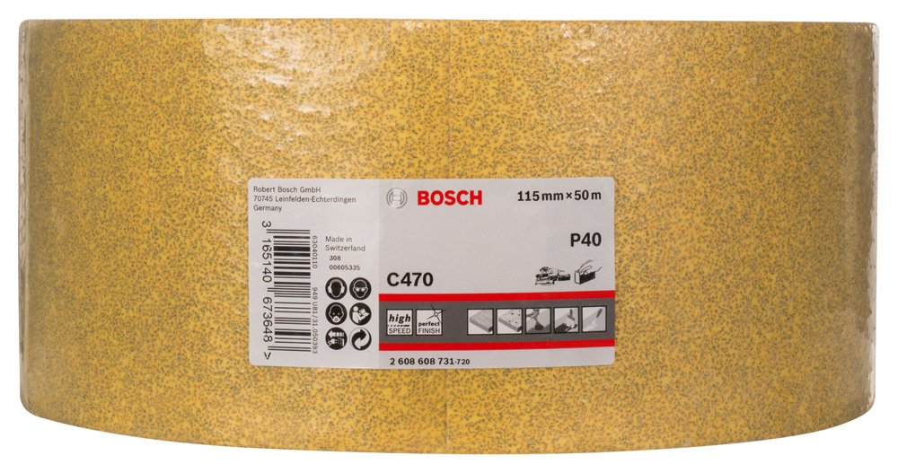 Bosch Pro Best for Wood and Paint Sanding Roll for Wood and Paint (115 mm, 50 m, 40 Grit, C470)