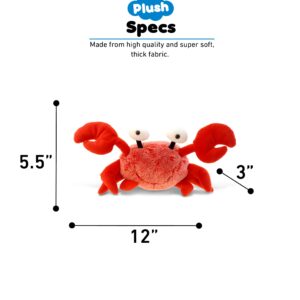 DolliBu Red Crab Stuffed Animal - Super Soft Crab Plush Toy, Cute Crab Ocean Stuffed Animal for Boys and Girls, Adorable Red Stuffed Animal Crab Toy Gift for Kids, Teens, and Adults -12 Inches