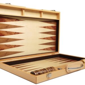 18” Wood Backgammon Set - Olive Wood - Attache Case