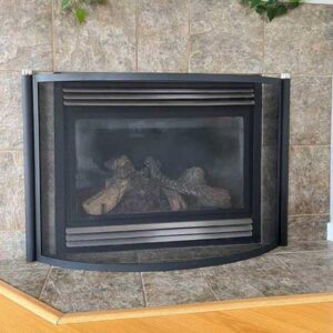 Pilgrim Home and Hearth 18345 Metro Bowed Fireplace Screen, Black and Polished Nickel