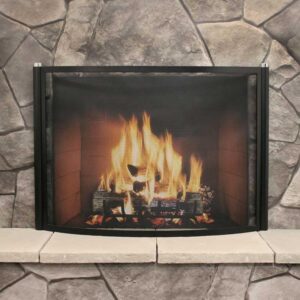 Pilgrim Home and Hearth 18345 Metro Bowed Fireplace Screen, Black and Polished Nickel