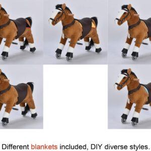 UFREE Ride on Horse, Horse Ride on Toy, Mechanical Horse, Plush Animal, Black Mane and Tail, Age 3-6