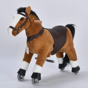 UFREE Ride on Horse, Horse Ride on Toy, Mechanical Horse, Plush Animal, Black Mane and Tail, Age 3-6