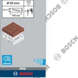 Bosch 2608587326 BSPF Diamond Core Cutter, 92mm x 150mm, Silver