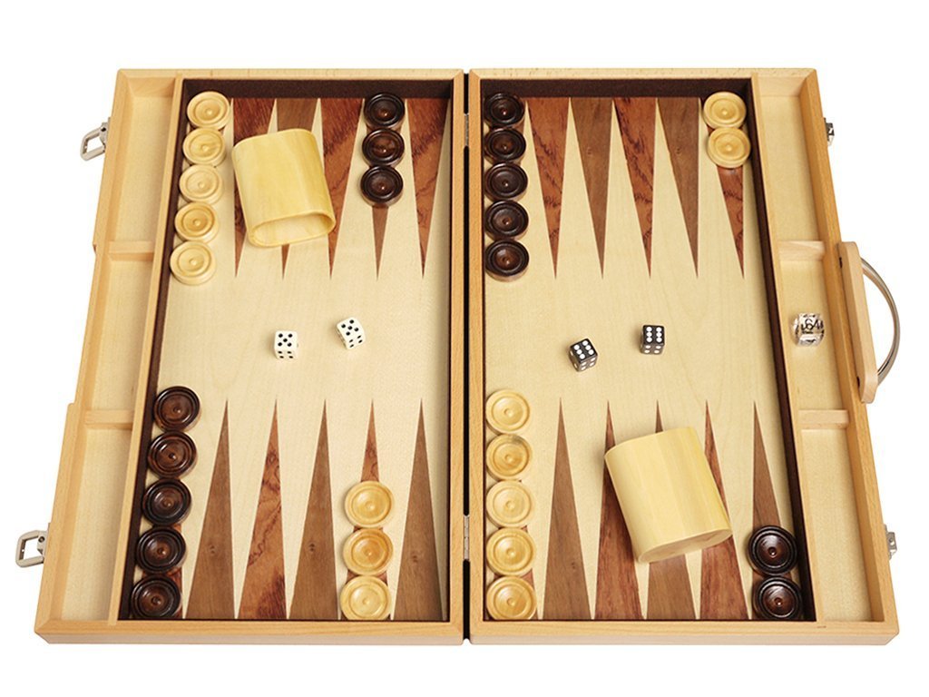 18” Wood Backgammon Set - Olive Wood - Attache Case