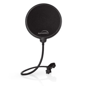 auphonix pop filter for mic - 6-inch diameter, dual layered microphone pop screen for studio recording, podcasts and streaming - mpf-1﻿