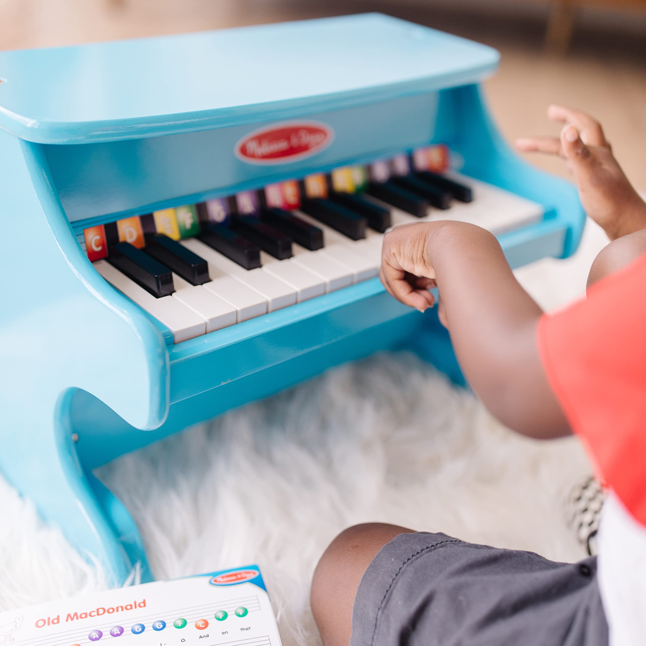 Melissa & Doug Learn-to-Play Piano With 25 Keys and Color-Coded Songbook - Blue - Toy Piano For Baby, Kids Piano Toy, Toddler Piano Toys For Ages 4+