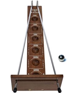 we games shoot the moon game, large 18 inches, walnut stained solid wood board with metal ball and rods, retro balancing game for family and bar