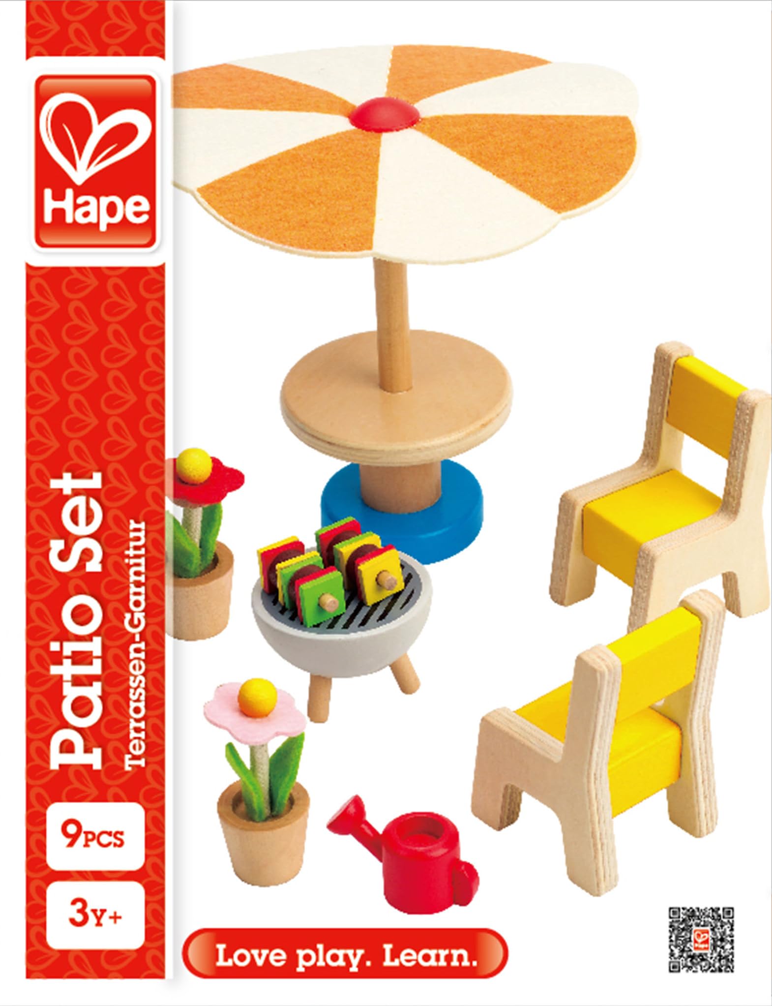 Hape Wooden Patio Set| Pretend Doll House Furniture with Accessories for Kids