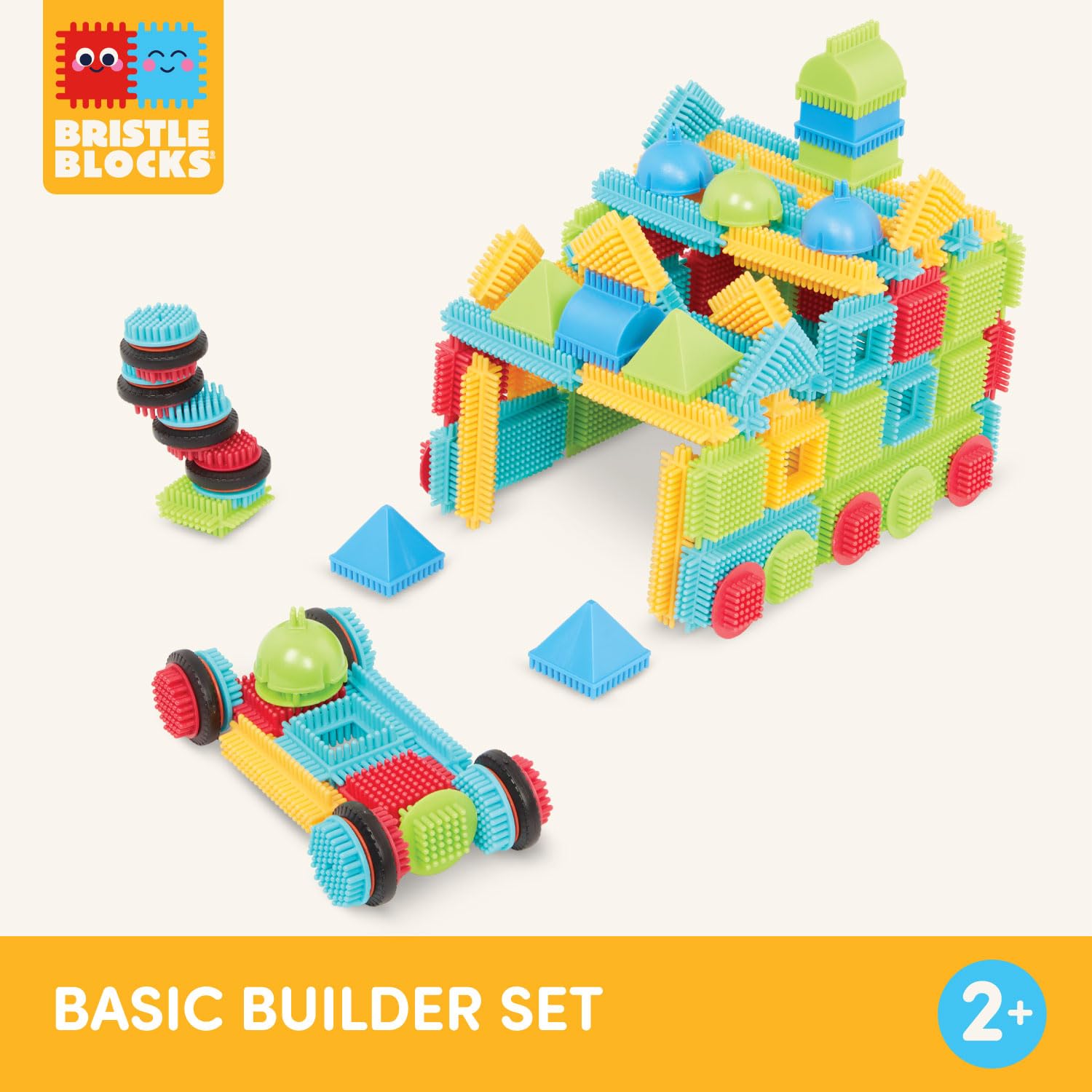 Battat- Bristle Blocks- STEM Interlocking Building Blocks- 112 pc Playset- Developmental Toys for Toddlers & Kid- Basic Builder Set- 2 Years +