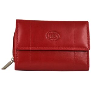 ladies soft nappa leather zip-around wallet, double credit card swing section (dark red)