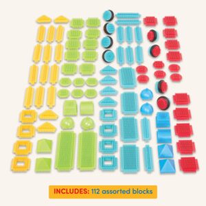 Battat- Bristle Blocks- STEM Interlocking Building Blocks- 112 pc Playset- Developmental Toys for Toddlers & Kid- Basic Builder Set- 2 Years +