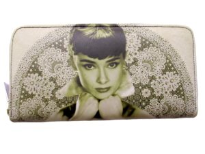 audrey hepburn rare filigree money id coin bill holder travel wallet