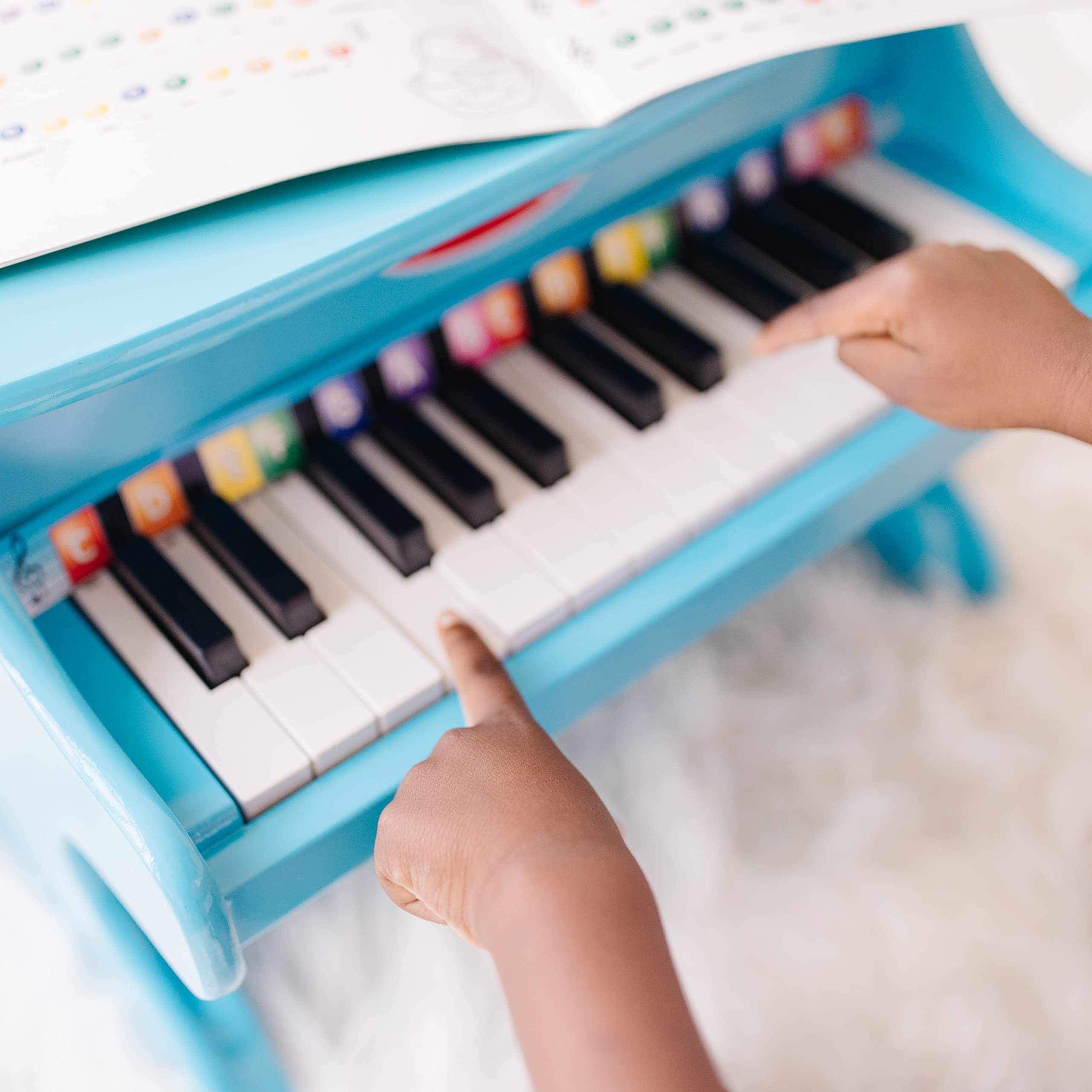 Melissa & Doug Learn-to-Play Piano With 25 Keys and Color-Coded Songbook - Blue - Toy Piano For Baby, Kids Piano Toy, Toddler Piano Toys For Ages 4+