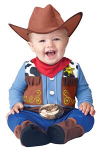 incharacter wee wrangler infant/toddler costume, large (18-2t) blue/brown