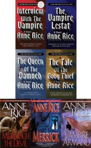 anne rice 7 book set "interview with the vampire", "the vampire lestat", "queen of the damned", "the tale of the body thief", "memnoch the devil", "the vampire armand" and "merrick" (vampire chronicles)