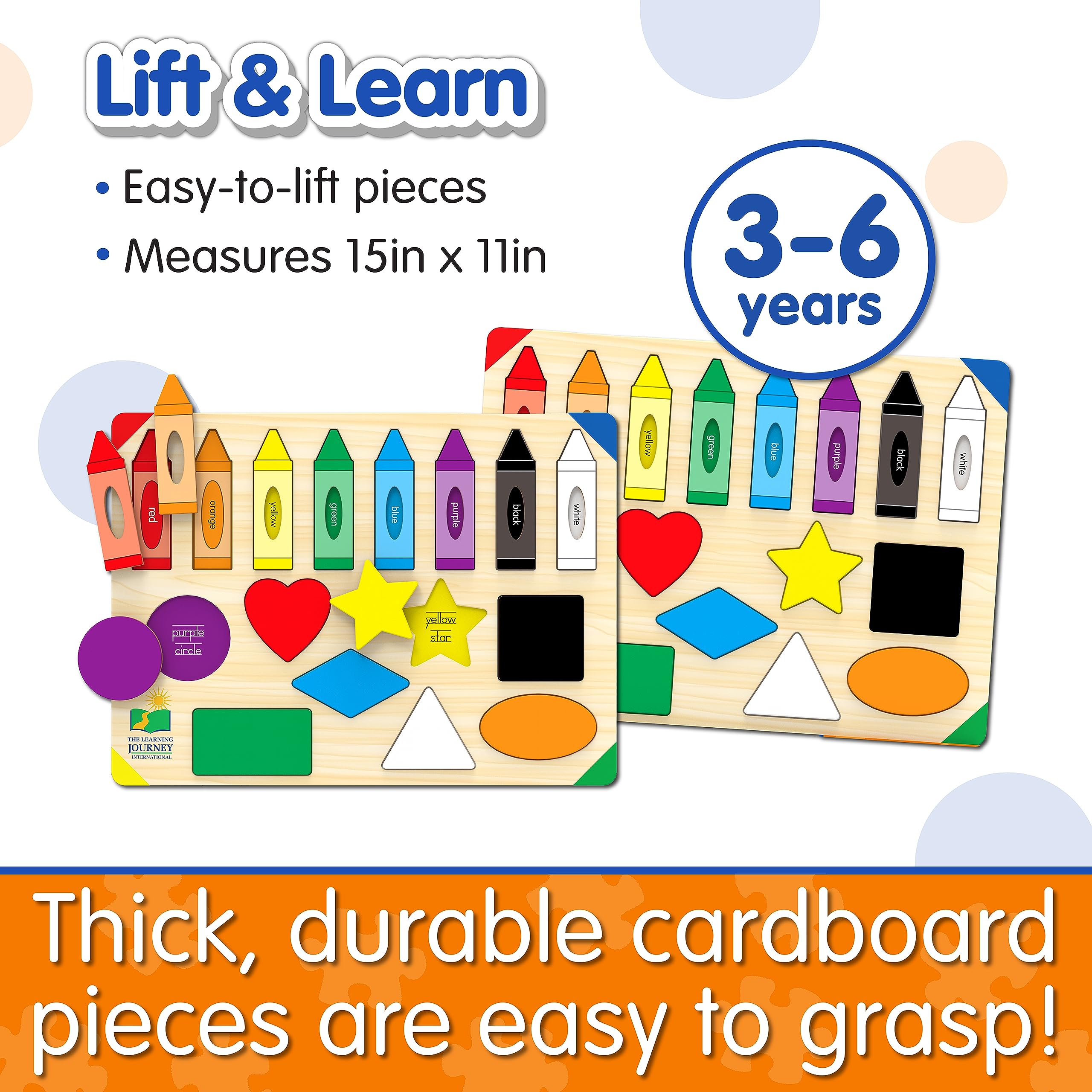 The Learning Journey: Lift & Learn Puzzle Colors & Shapes – Preschool Toys & Activities for Children Ages 3 and Up – Award Winning Educational Toy